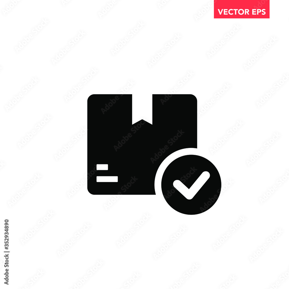 Soiled black single package done checking approved icon, completed ...