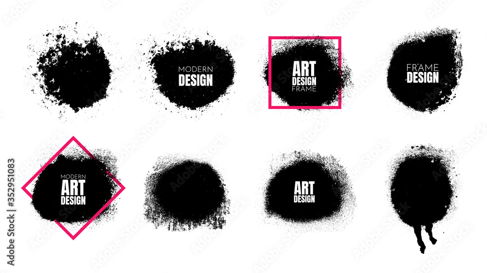 Grunge banners set. Black paint. Vector background for text. Spray ...