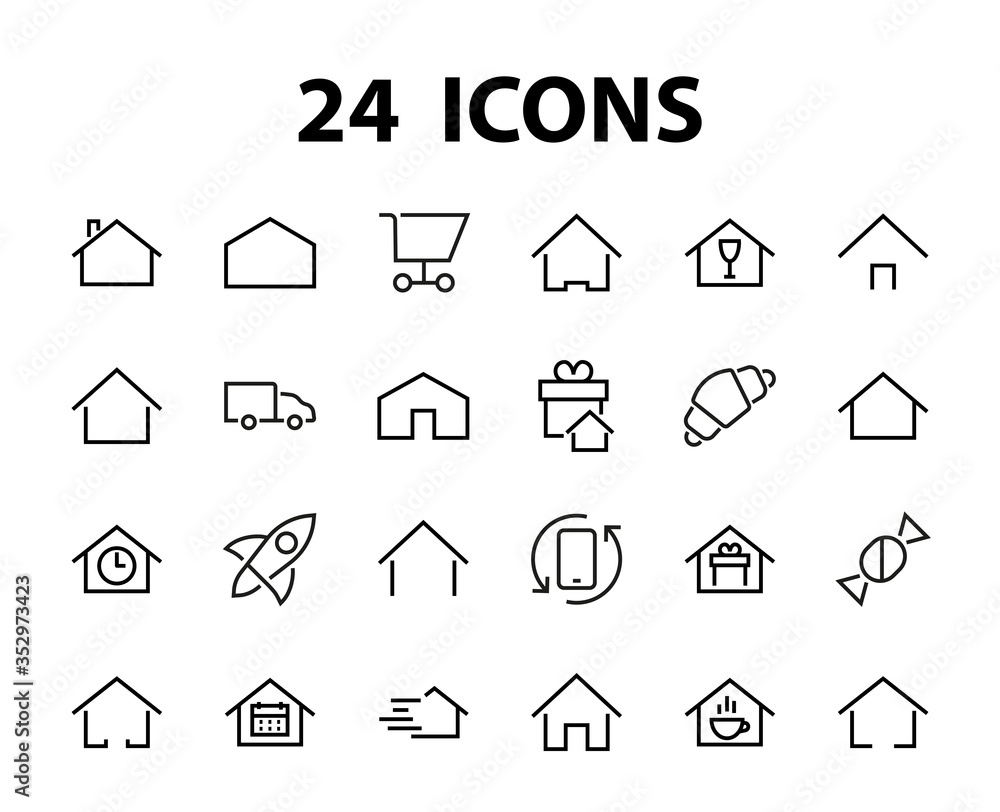 Simple set of color editable house icon templates. Contains such icons ...