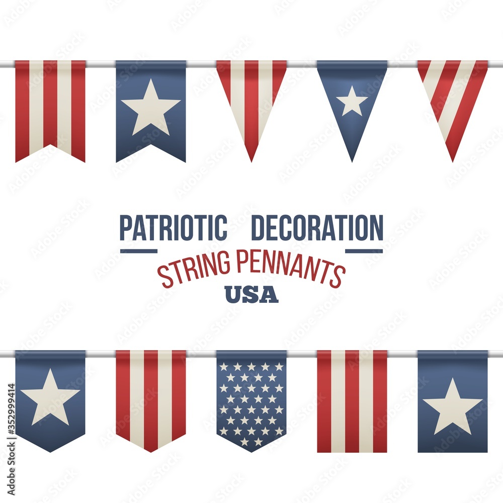 Set of patriotic bunting flags. U.S. Flag Garland. Design elements for ...