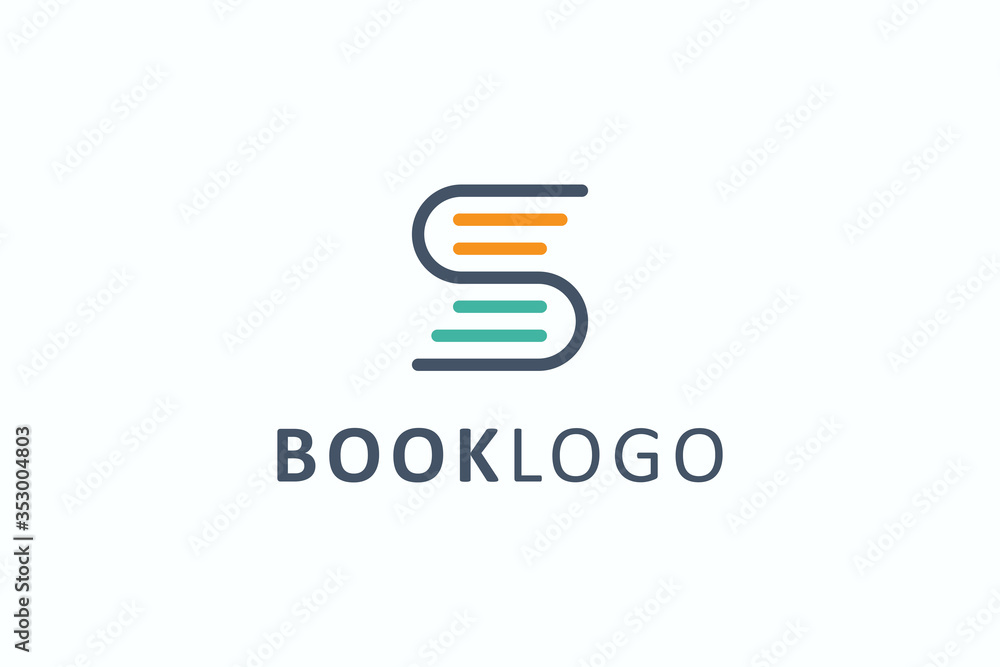 Book Logo Education Symbol. Geometric Linear Rounded Style Initial ...