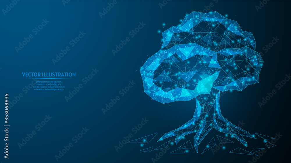 Fantastic future tree close-up. Communication concept, internet ...