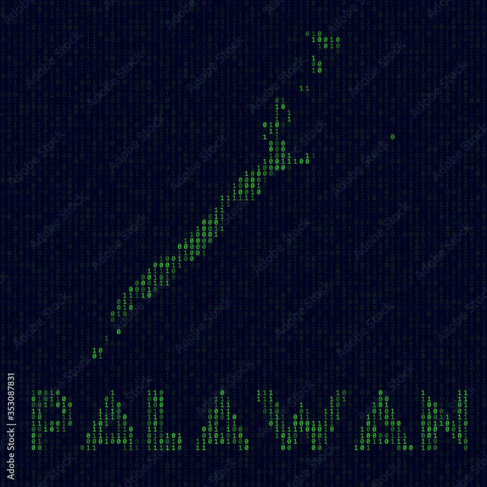 Digital Palawan logo. Island symbol in hacker style. Binary code map of ...