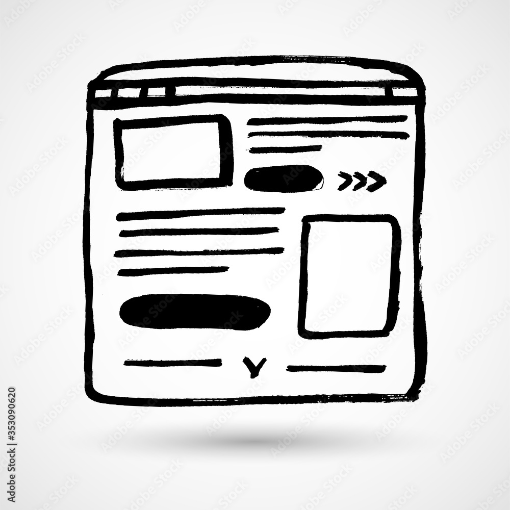 Web browser window with page hand drawn outline doodle icon. Membership ...