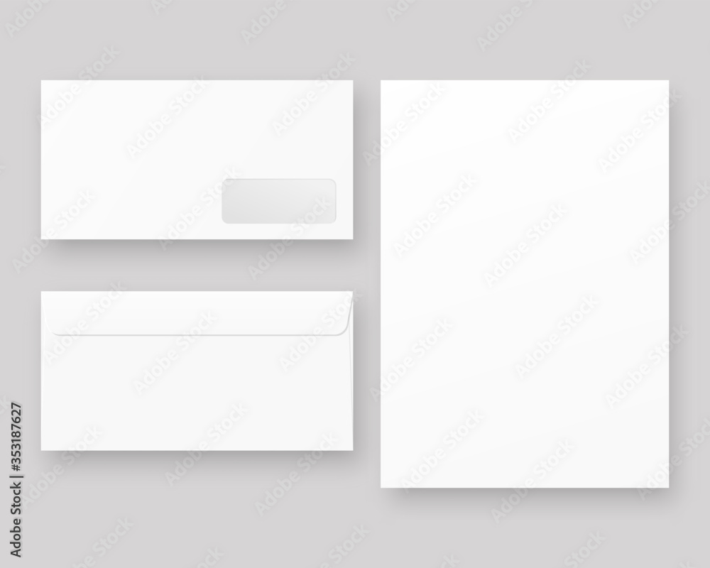 Blank realistic closed envelope front and back view. Envelopes with ...