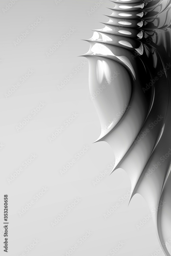 Abstract beautiful 3D design. Complex alien structure rendering in ...