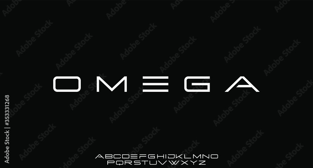 omega futuristic modern font sporty typeface Stock Vector | Adobe Stock