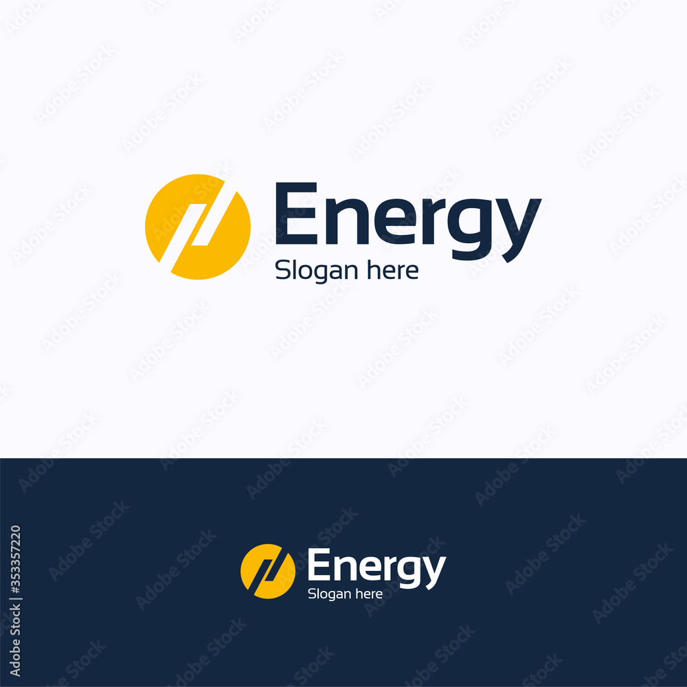 Energy logo. Lightning sun energy logo template. Circle logotype with ...