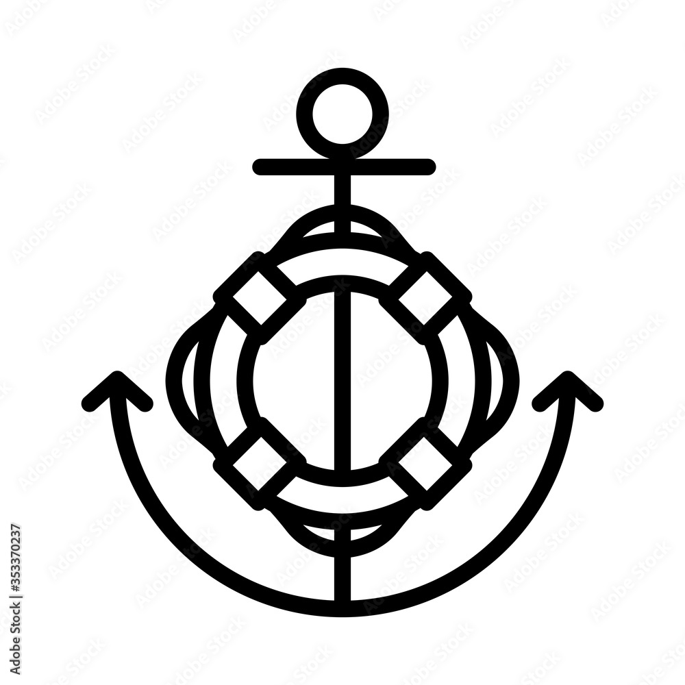Anchor vector icon logo helm boat symbol pirate Nautical maritime ...