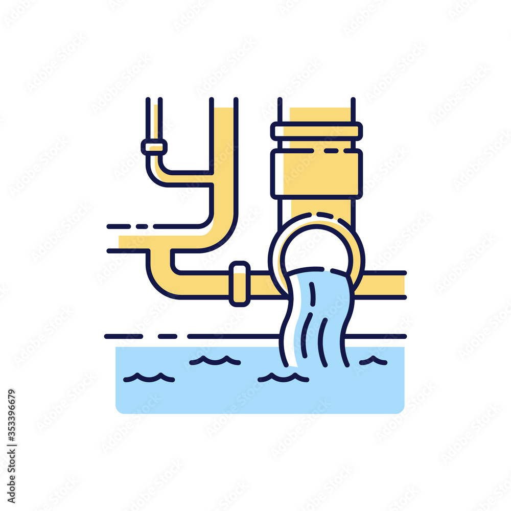Water supply RGB color icon. Urban resource management. Sanitation pipe ...