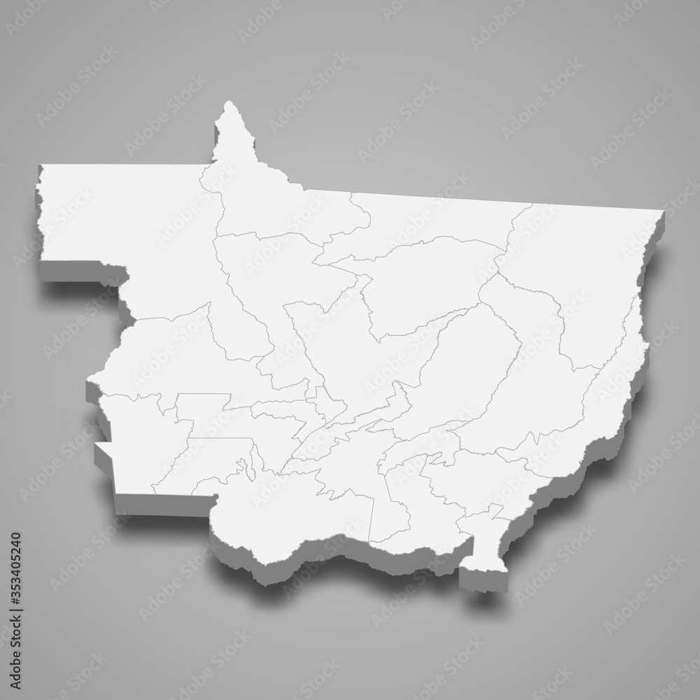 Vetor mato grosso 3d map state of Brazil Template for your design do ...