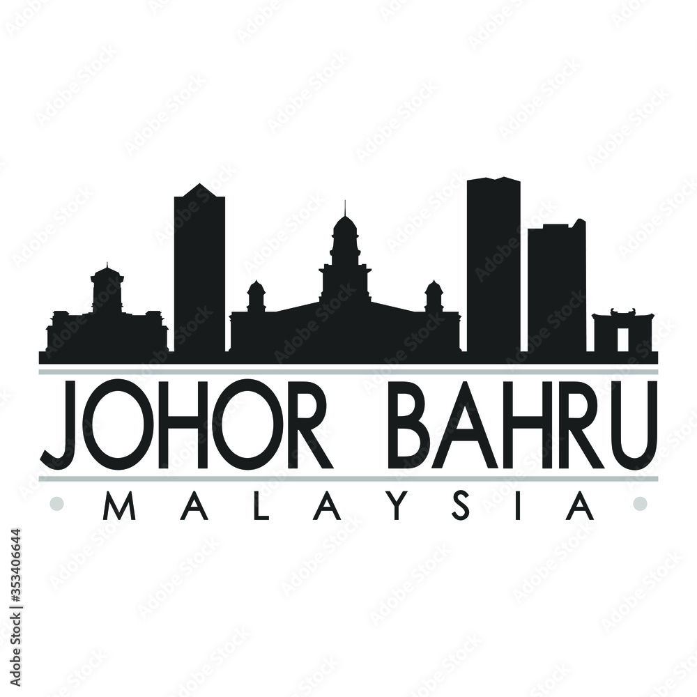 Johor Bahru Skyline Silhouette Design City Vector Art Famous Buildings ...