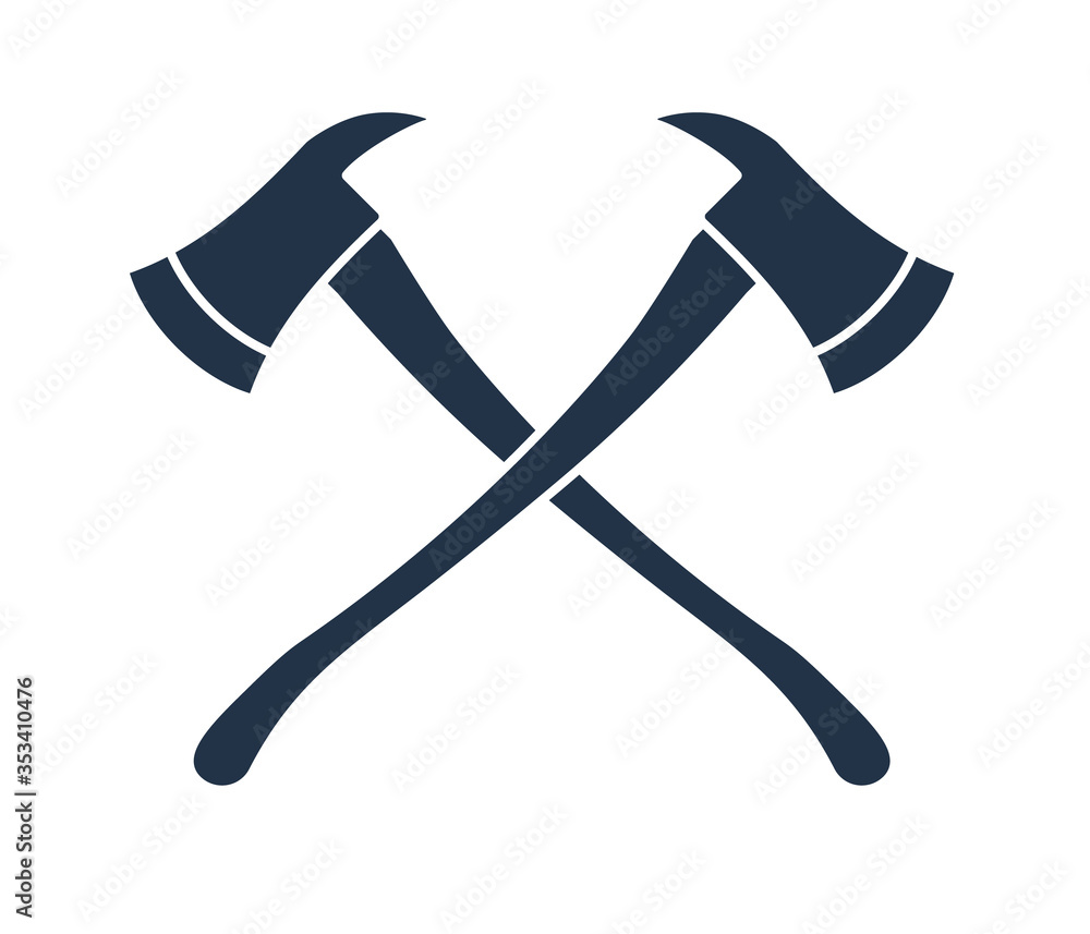 Crossed firefighter axe silhouette icon. Clipart image isolated on ...
