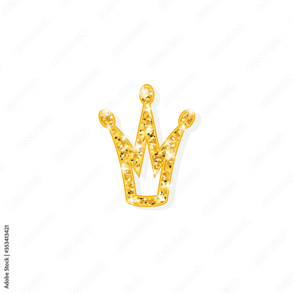 3 point crown glitter icon. Clipart image isolated on white background ...