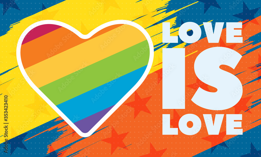 LGBT Pride Month in June. LGBT flag in heart. Be yourself text. Poster ...