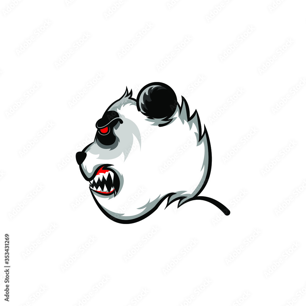 panda fierce face side view logo mascot. Bear vector panda isolated ...