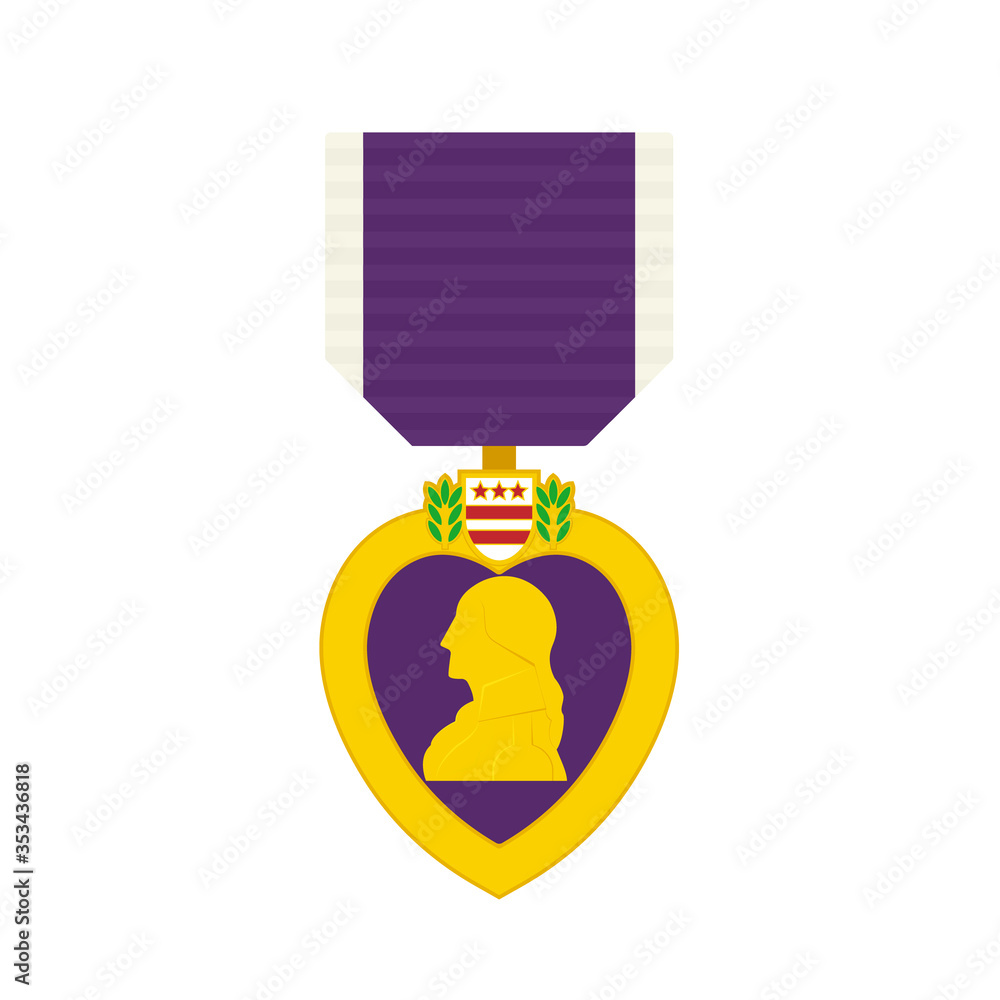 Military purple heart medal icon. Clipart image isolated on white ...