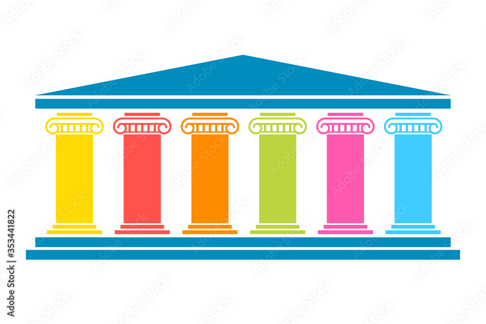 Six pillars diagram. Clipart image isolated on white background Stock ...