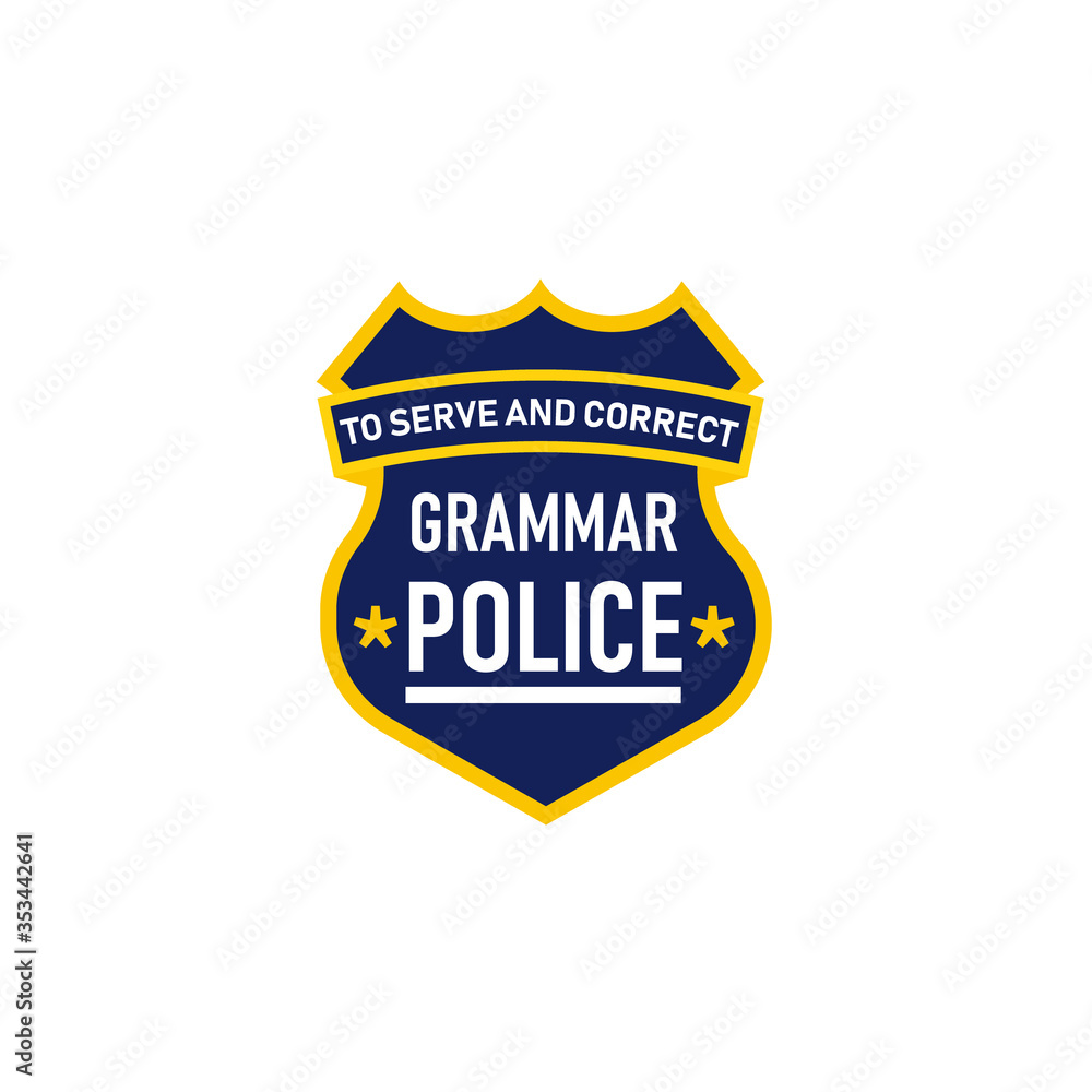 Grammar police badge icon. Clipart image isolated on white background ...