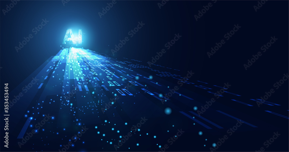 Abstract technology Ai computing concept working data of Artificial intelligence and futuristic ...