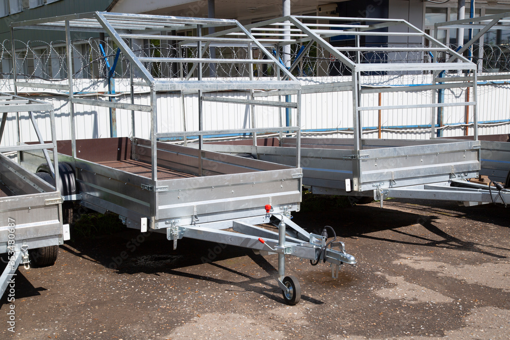 Car open trailer.A store that sells car trailers. Repair and ...