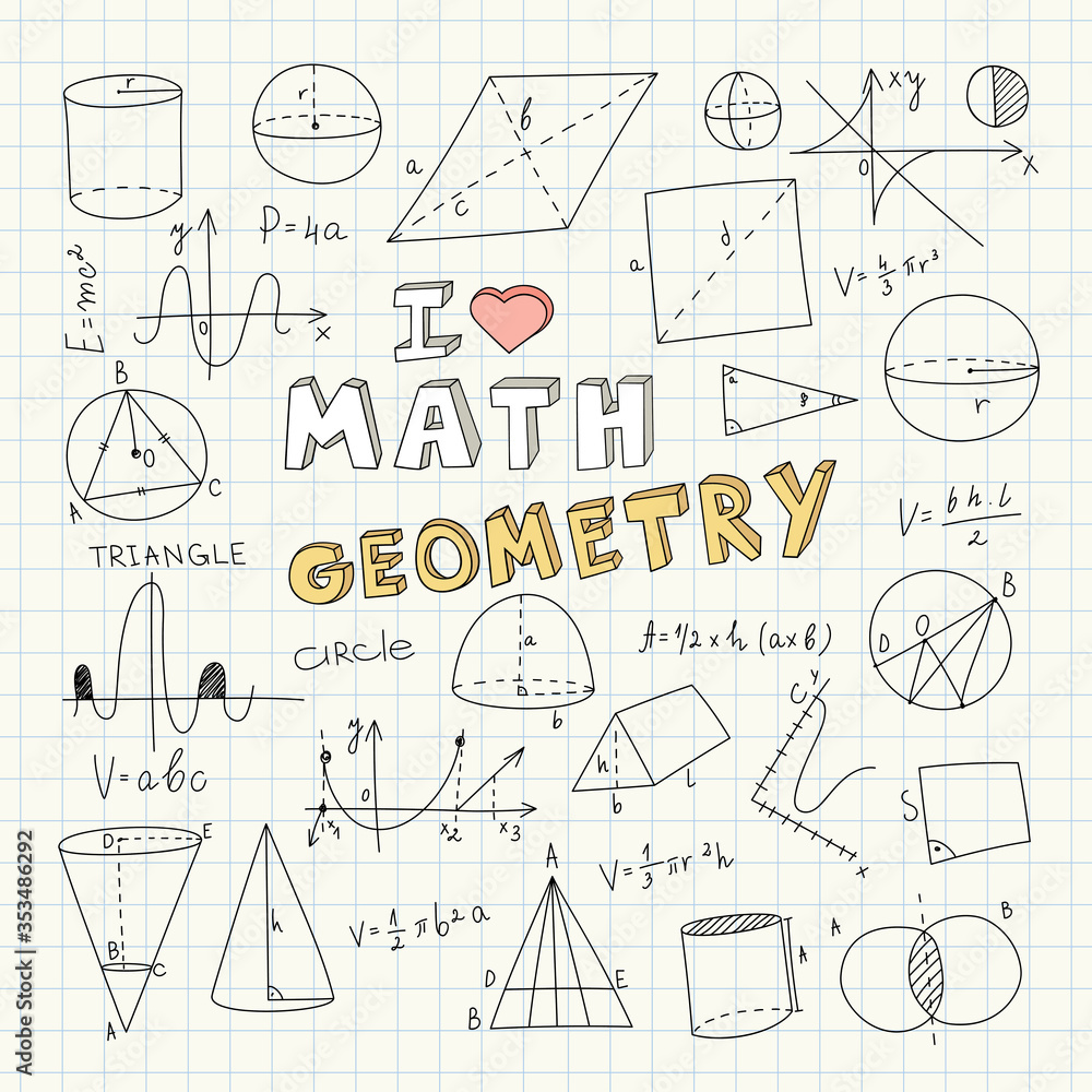 Image vectorielle Stock Hand Drawn Geometry Doodle. Handwriting ...