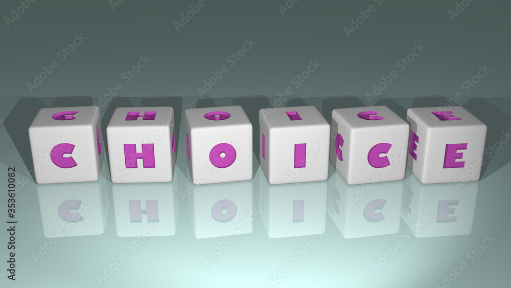 Stock-Illustration „Choice built by dice letters and color crossing for ...