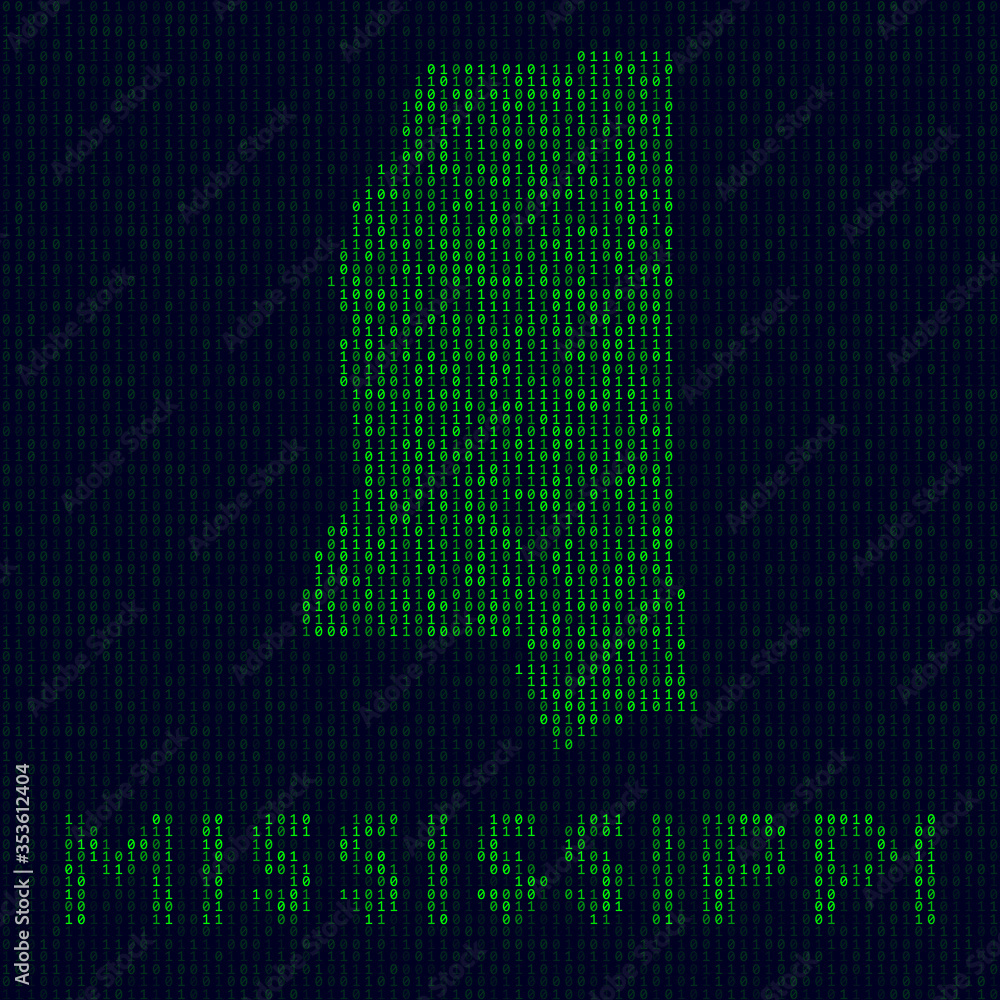 Digital Mississippi logo. US state symbol in hacker style. Binary code ...