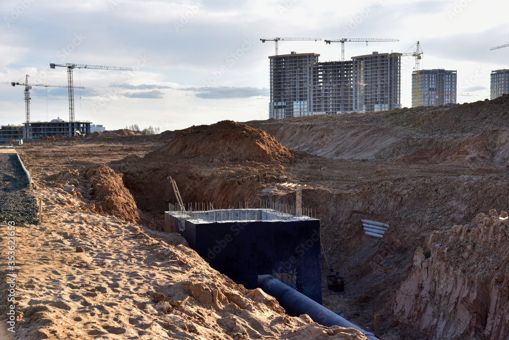 Construction of stormwater pits, sanitary sewer system distribution ...