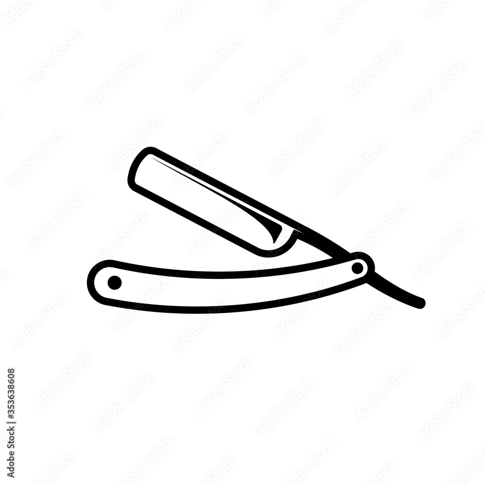 Straight razor outline icon. Clipart image isolated on white background ...
