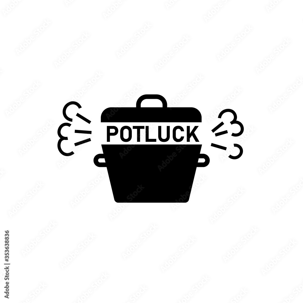 Potluck party silhouette icon. Clipart image isolated on white ...