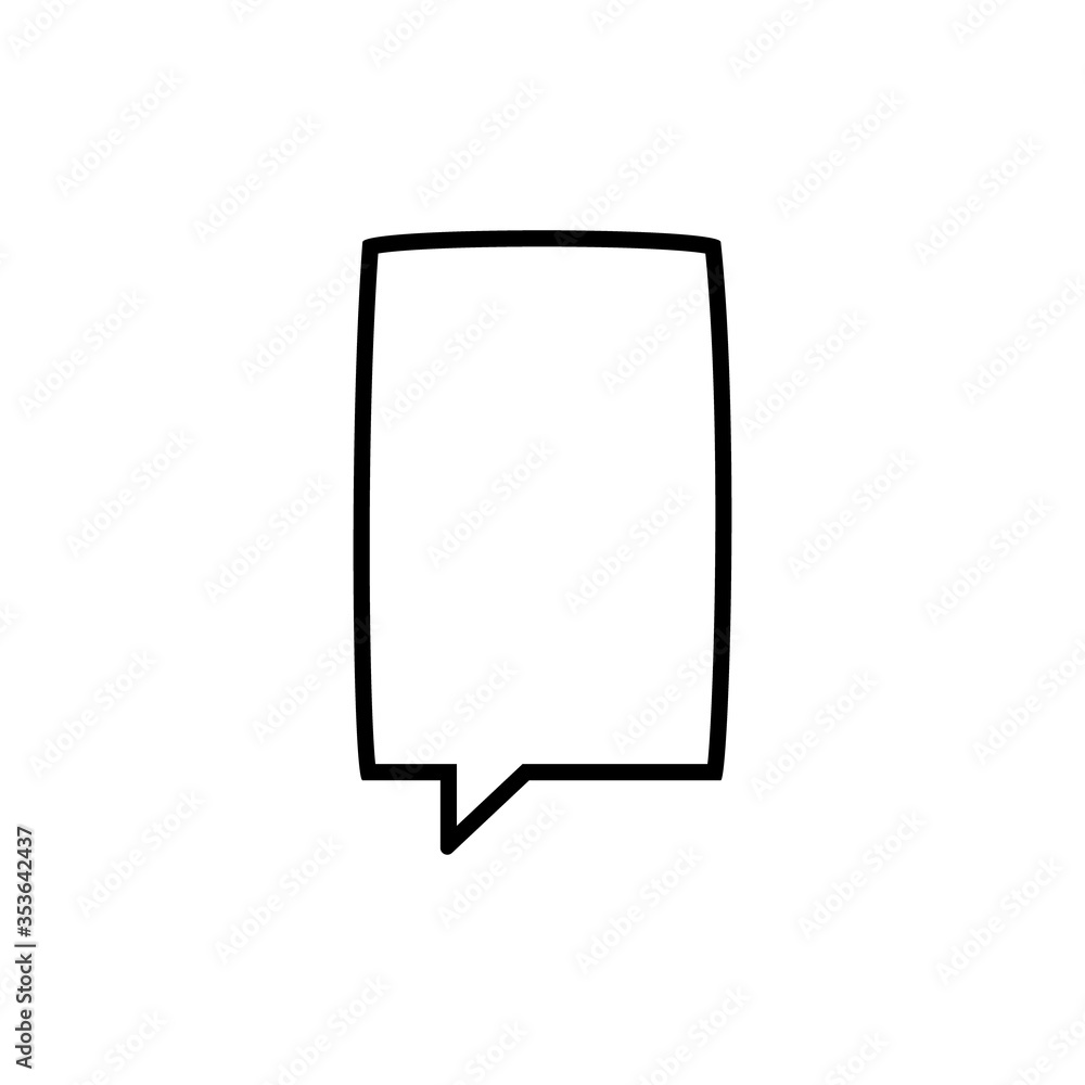 Vertical speech bubble outline icon. Clipart image isolated on white ...