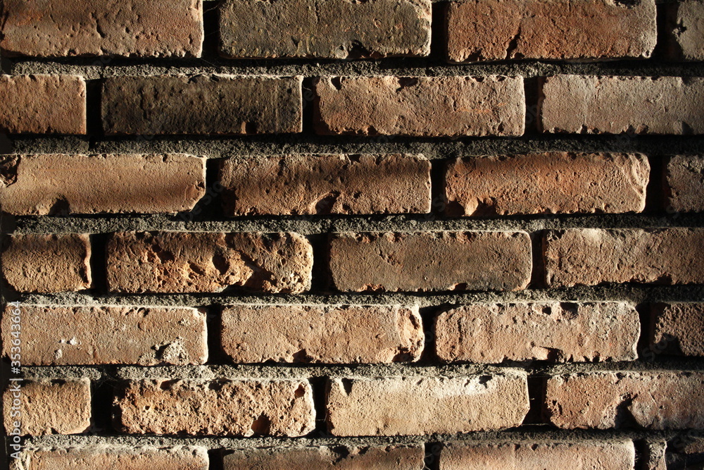 Brick Wall Weathered Old Bricks Sunlight Revealing Texture Stock Photo ...