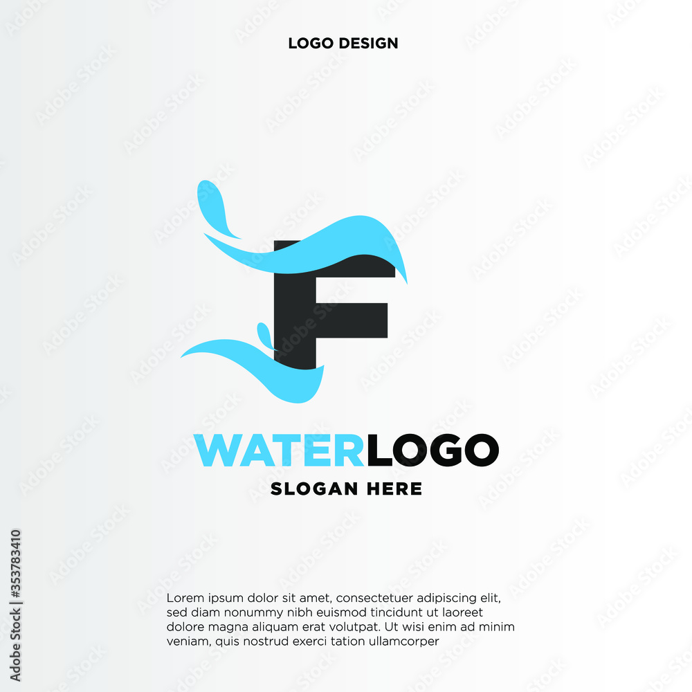 letter F water splash vector logo design Stock Vector | Adobe Stock