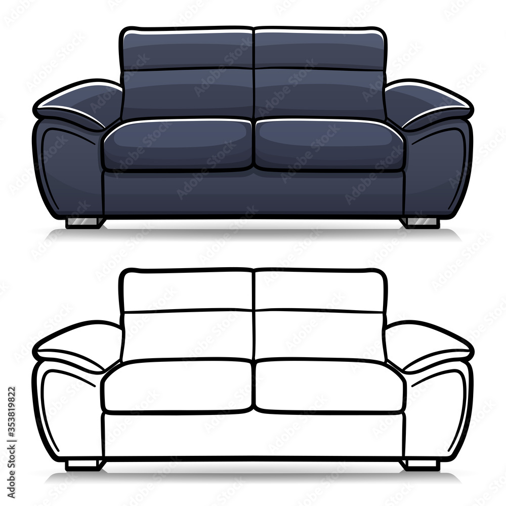 Vector sofa couch cartoon isolated Stock Vector | Adobe Stock