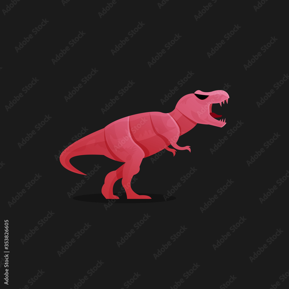 Vector illustration of red dinosaurus logo design template. Stock ...
