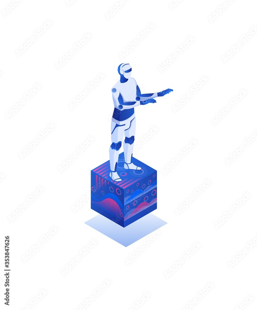 Artificial intelligence robot infographic analytics isometric concept ...