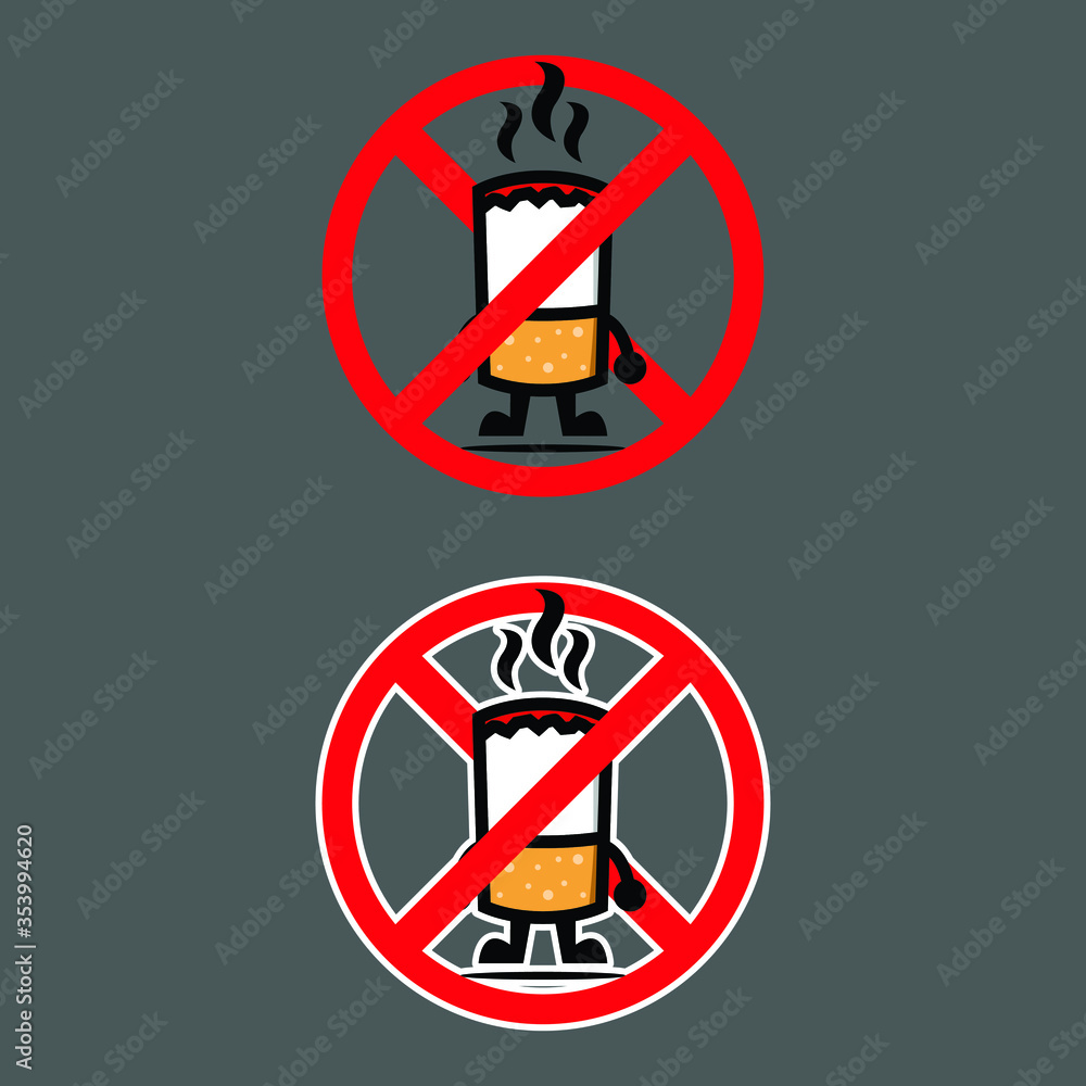 Cute characters with no smoking sign Stock Vector | Adobe Stock