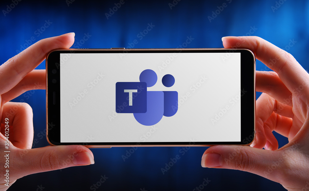 Hands holding smartphone displaying logo of Microsoft Teams Stock Photo ...
