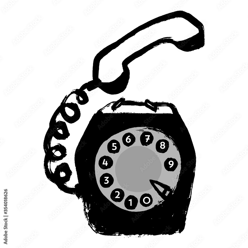Vector hand drawn illustration of retro phone in doodle grunge hand ...