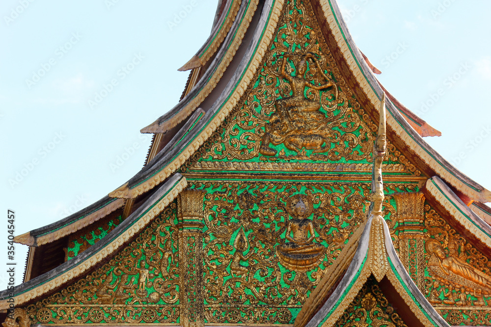 Very decorative and colorful pediment design with green mirror mosaic ...