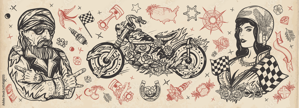 Old School Biker Tattoo