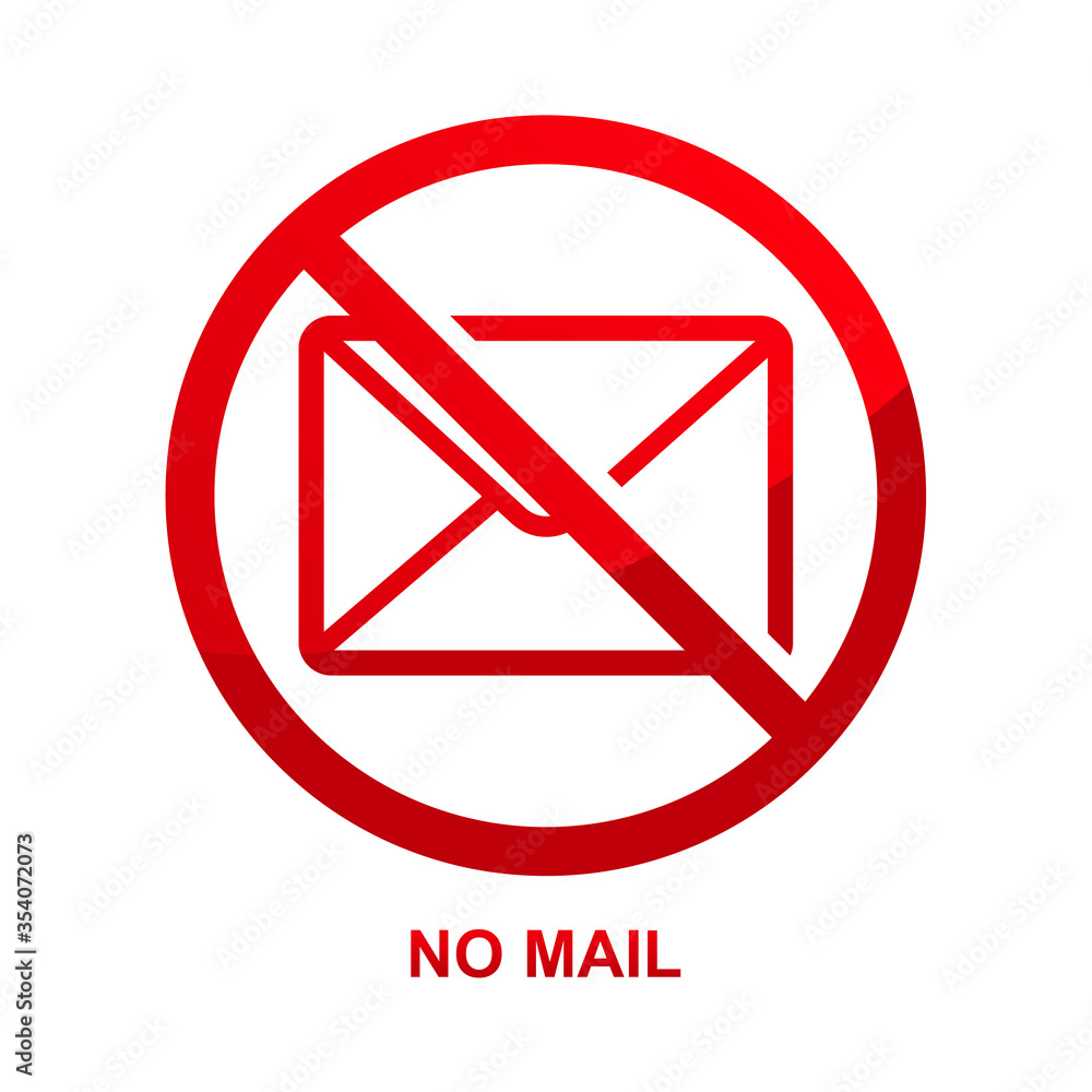 No mail sign isolated on white background vector illustration. Stock ...