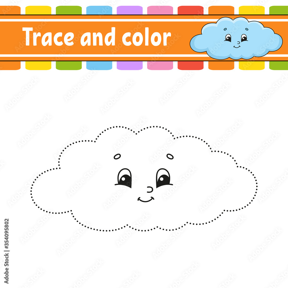 Trace and color. Coloring page for kids. Handwriting practice ...