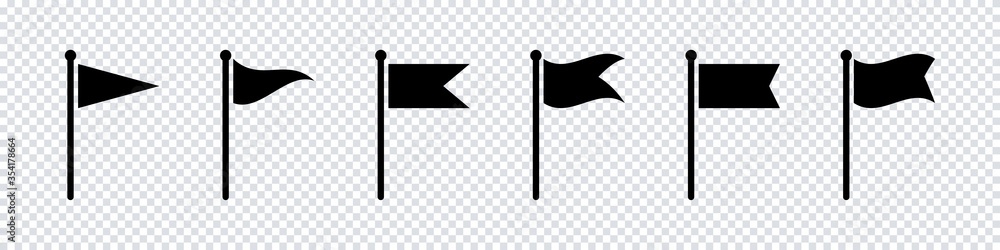 Flags collection icons. Black vector isolated flag collection on ...