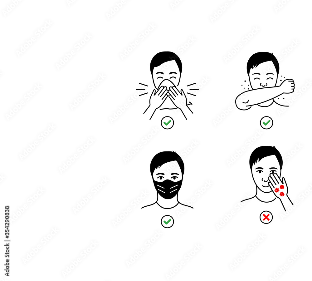 Infographic Steps How Prevent Respiratory Diseases. Correct Coughing ...