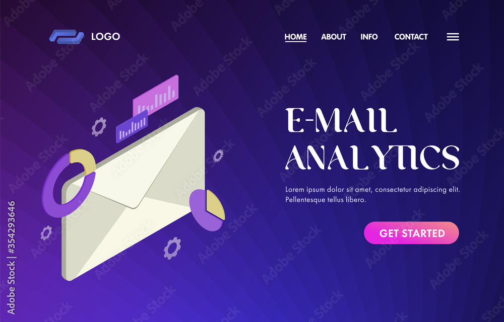 E-mail Analytics and advertising marketing service UI UX vector web ...