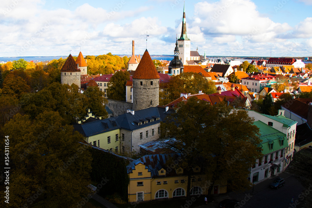 City view and city scape of Building roofs, architecture and history ...