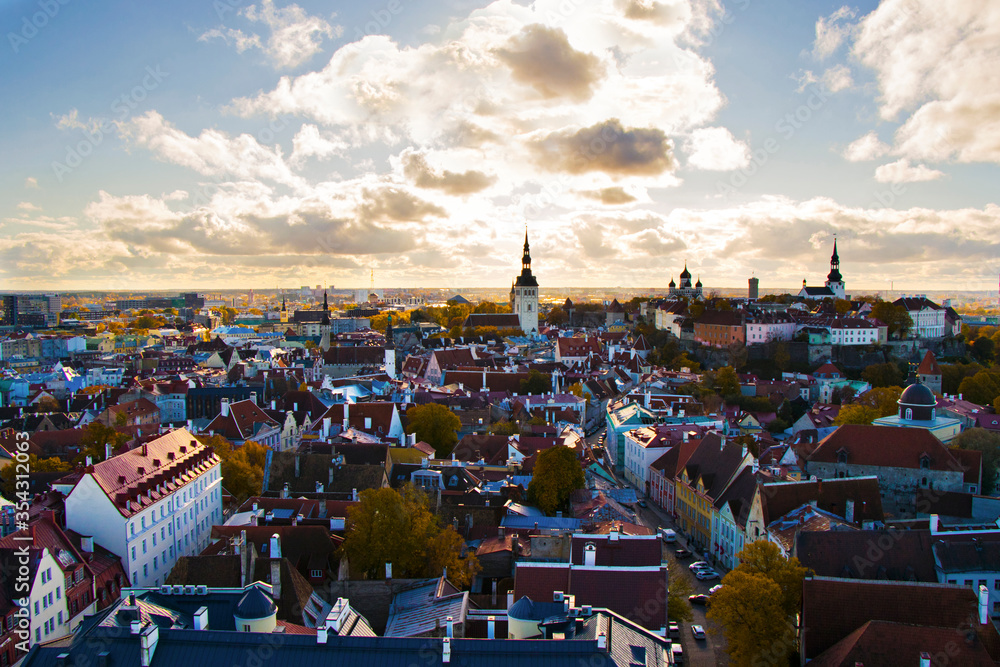 City view and city scape of Building roofs, architecture and history ...