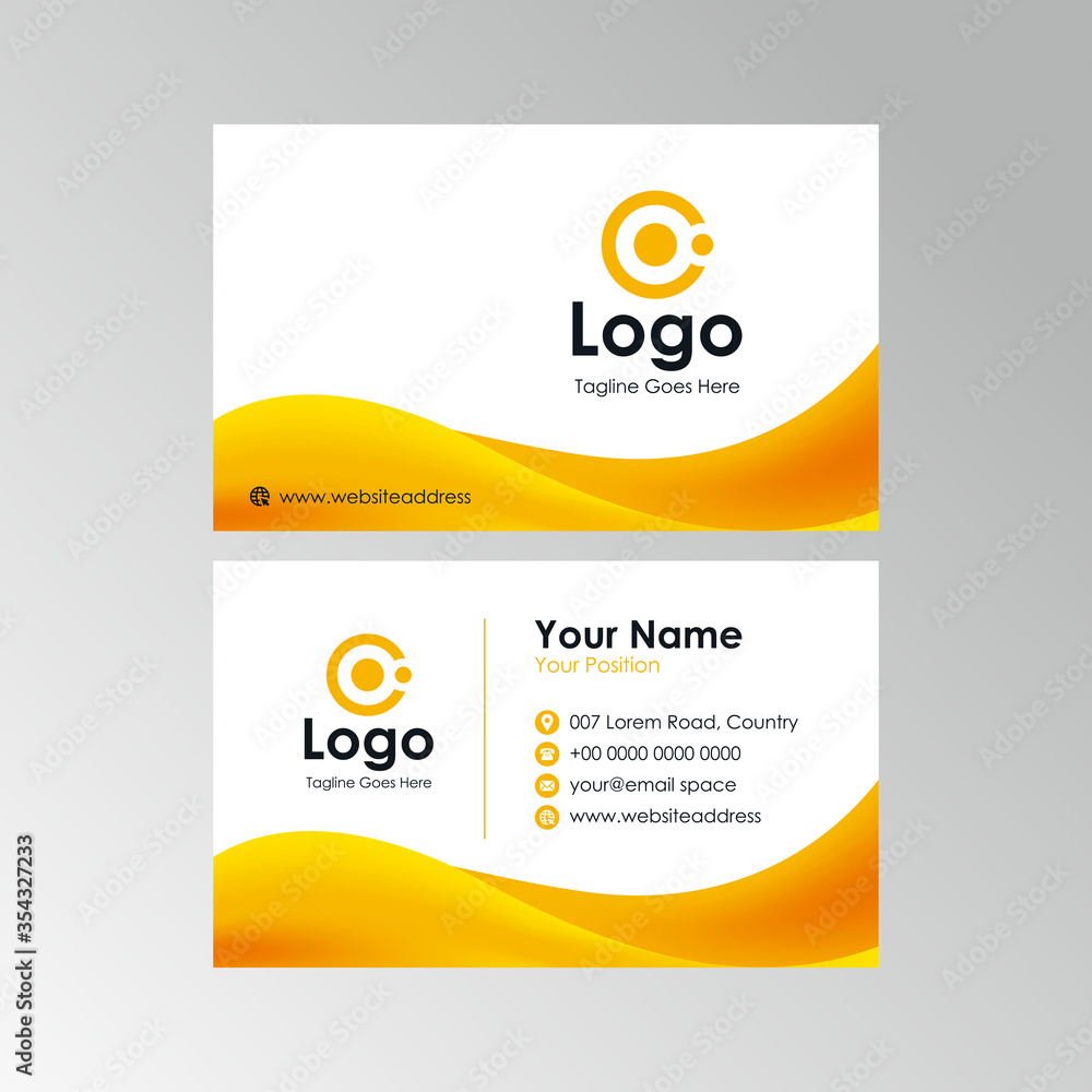abstract fresh orange yellow wave business card design, professional ...